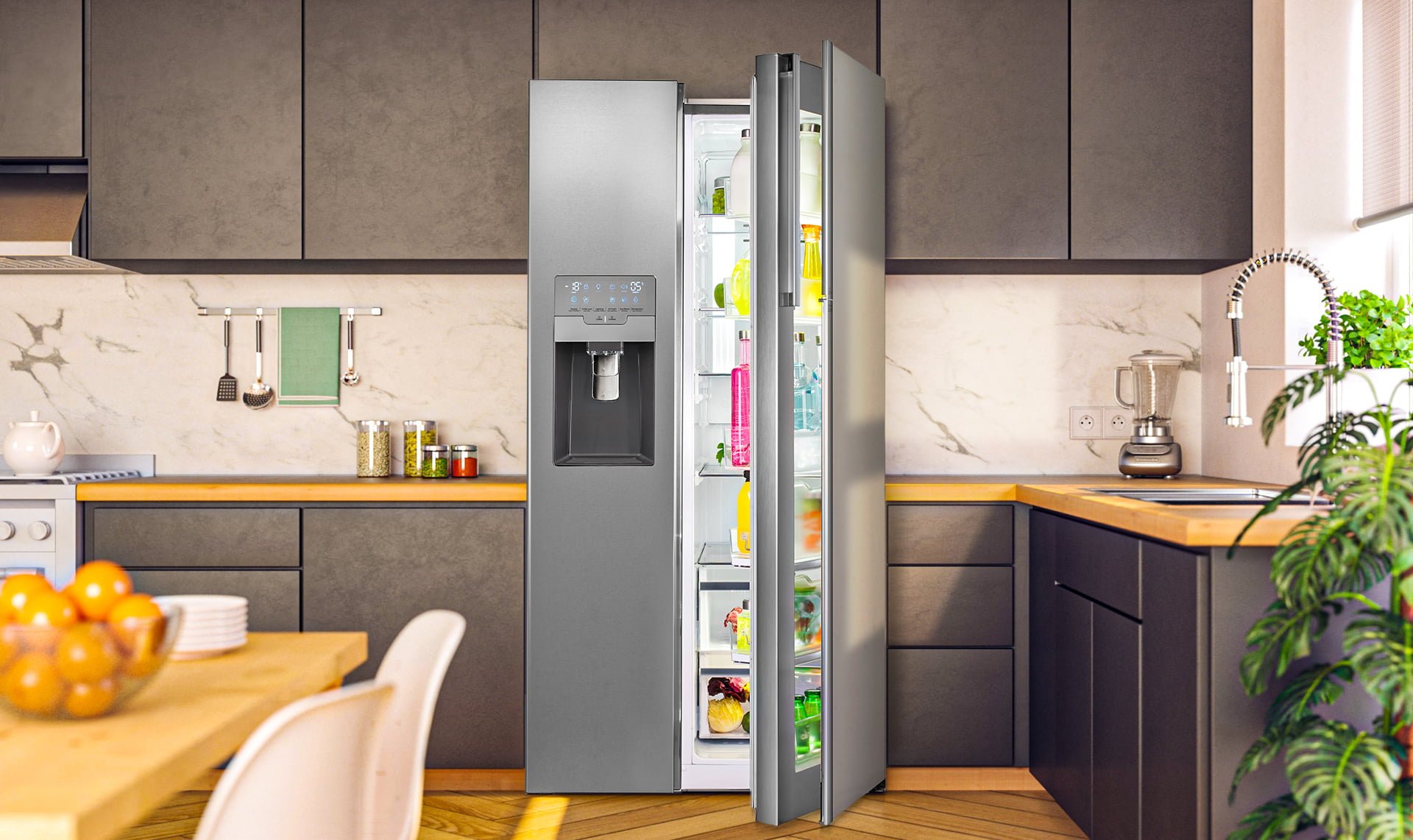 ساید بای ساید 35Ft اسنوا مدل SN8-3035SS استیل سری Farnia – برتر کالای تهران